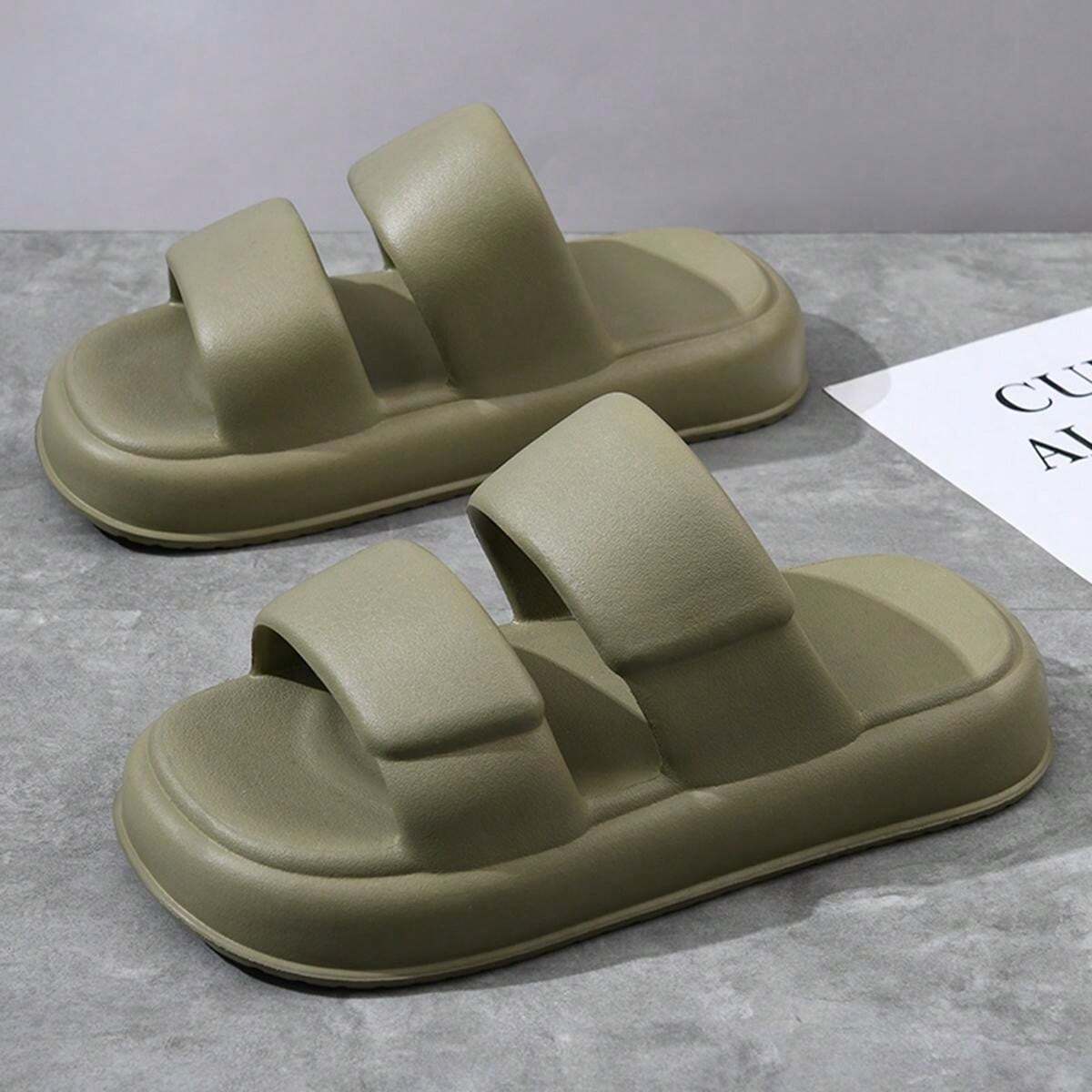 Women's Thick Bottom Slides With Anti-Slip Sloping Texture For Summer ...