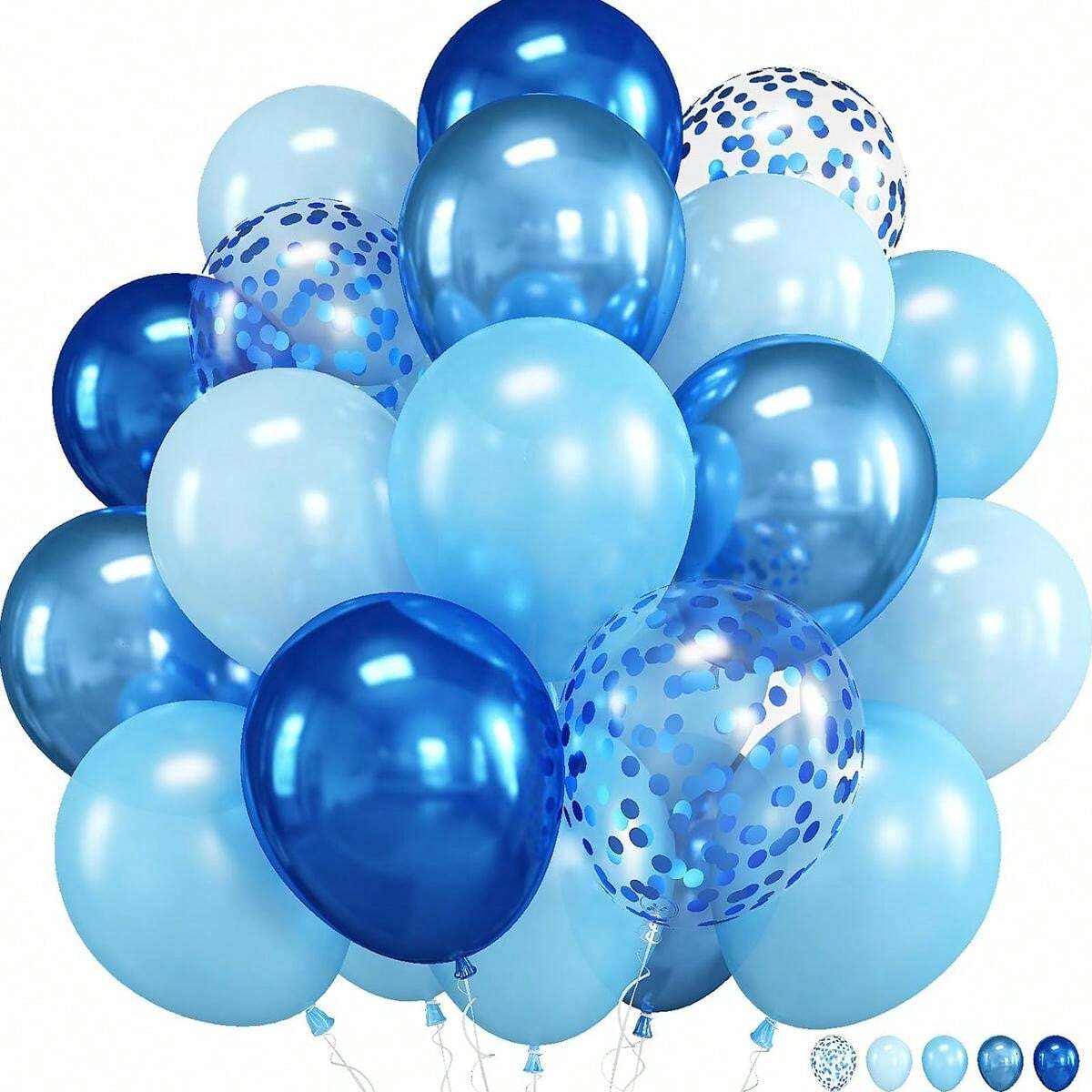 Blue Balloons Set, 30.48 Cm Metallic Blue Balloons, Light Blue Latex ...