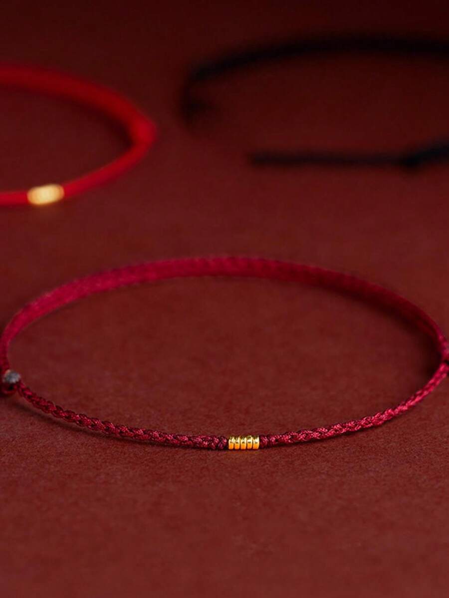 1pc Handmade Red Black String Lucky Bracelets For Men Women, Adjustable ...