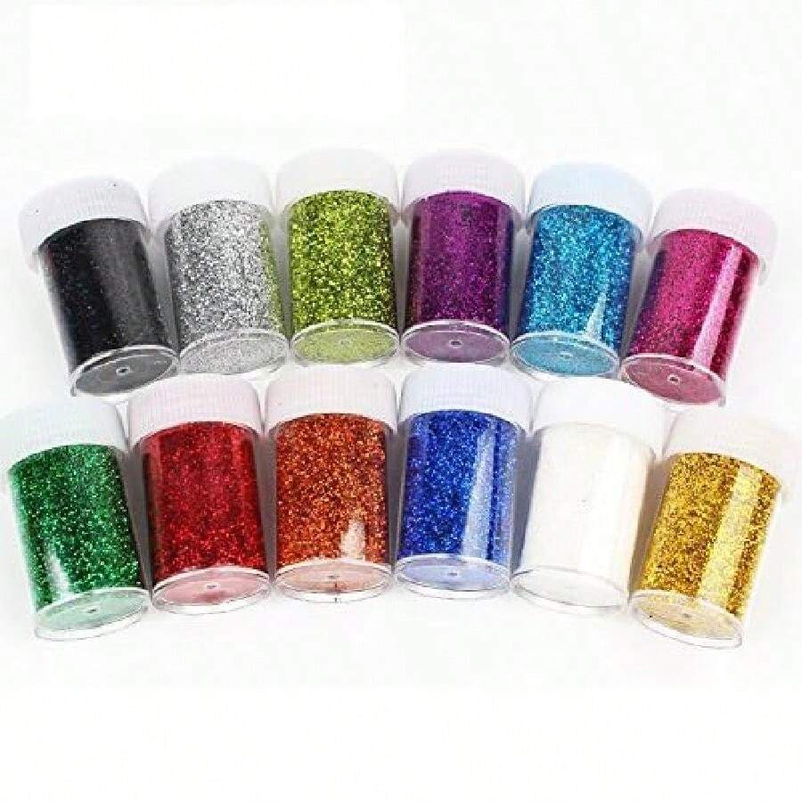 12 Pack Glitter, Glitter Shake Jar, Multi Assorted Set Extra Fine ...
