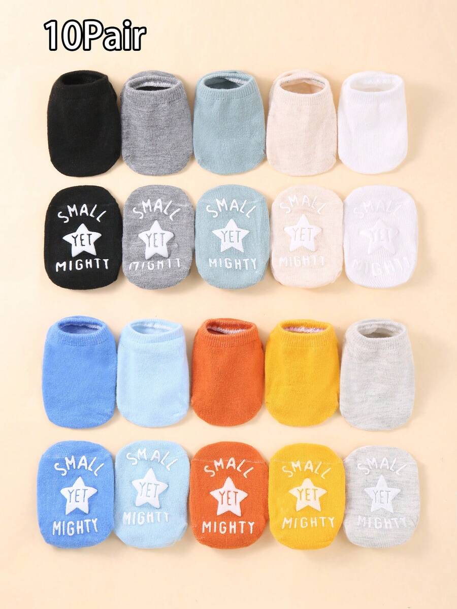 10 Pairs Of Baby Grip Socks With Star Pattern For Boys, Girls And ...