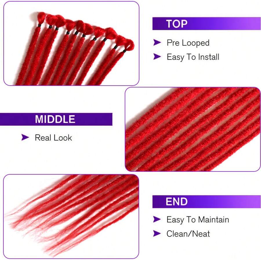 10 Strands/Pack 24 Inch Colorful Synthetic Dreadlock Extensions Thin 0 ...