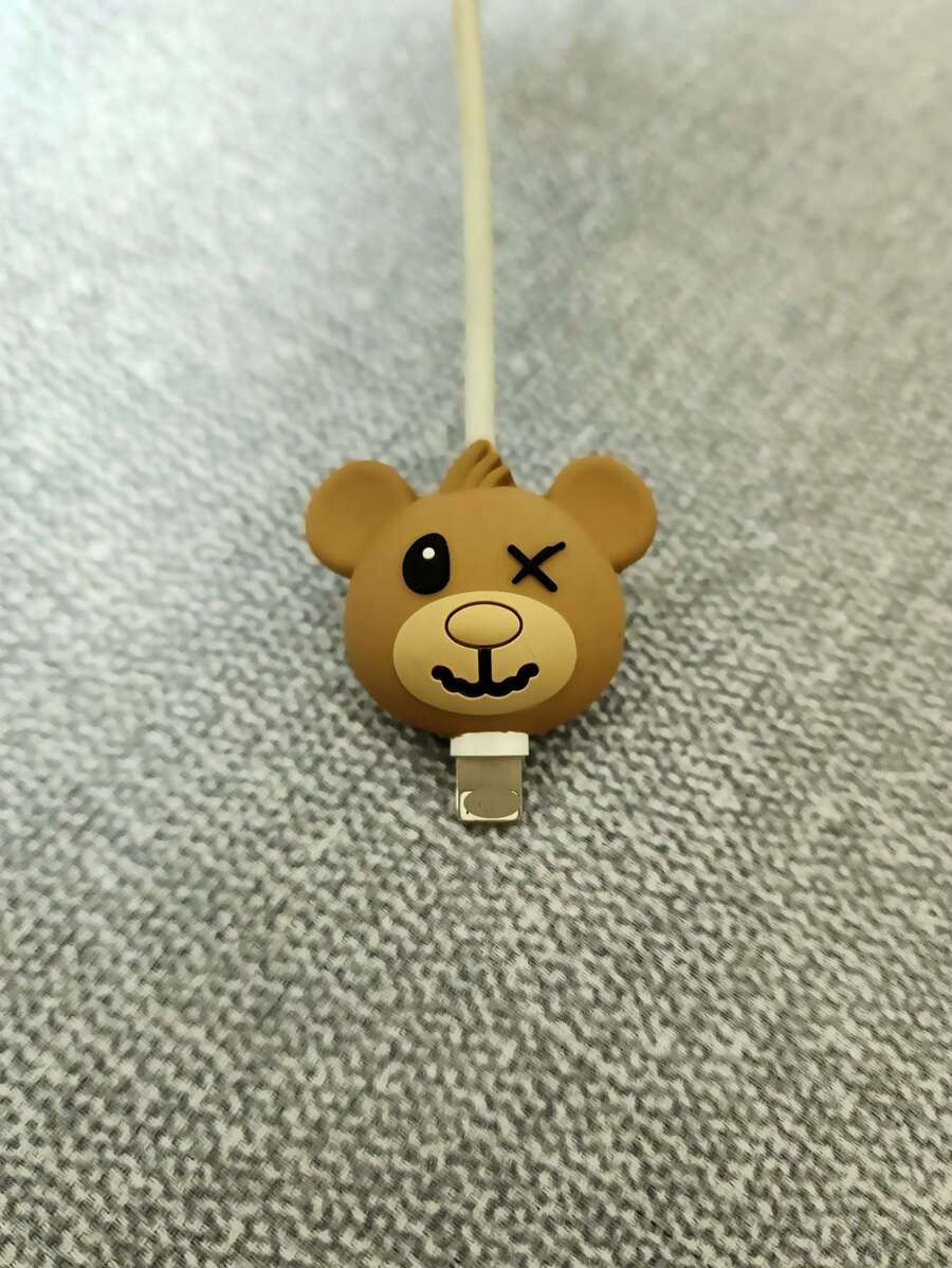 3d Bear Shaped Silicone Data Cable Protector & Cable Fastener Prevent ...