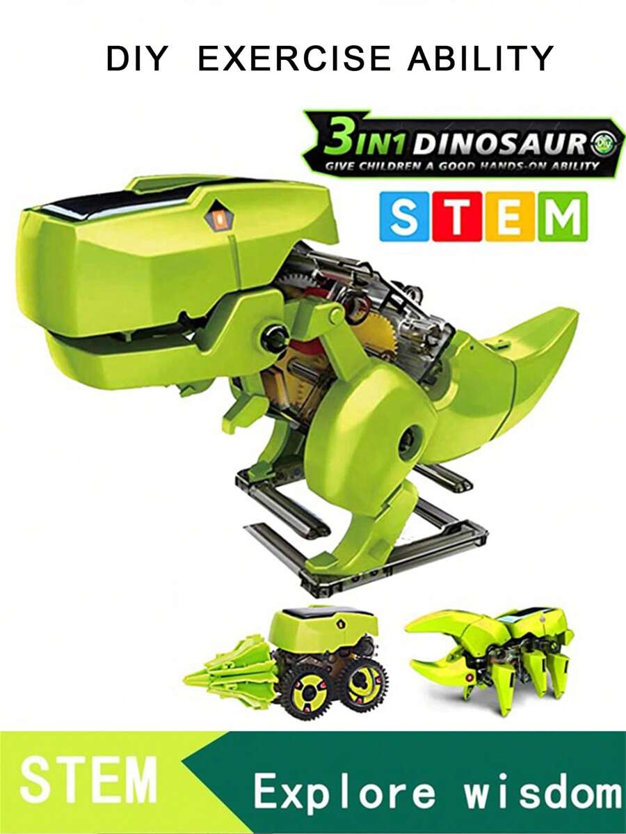 DIY Dinosaur 3-In-1 STEM Solar Robot Toy, Transform Renewable Solar ...