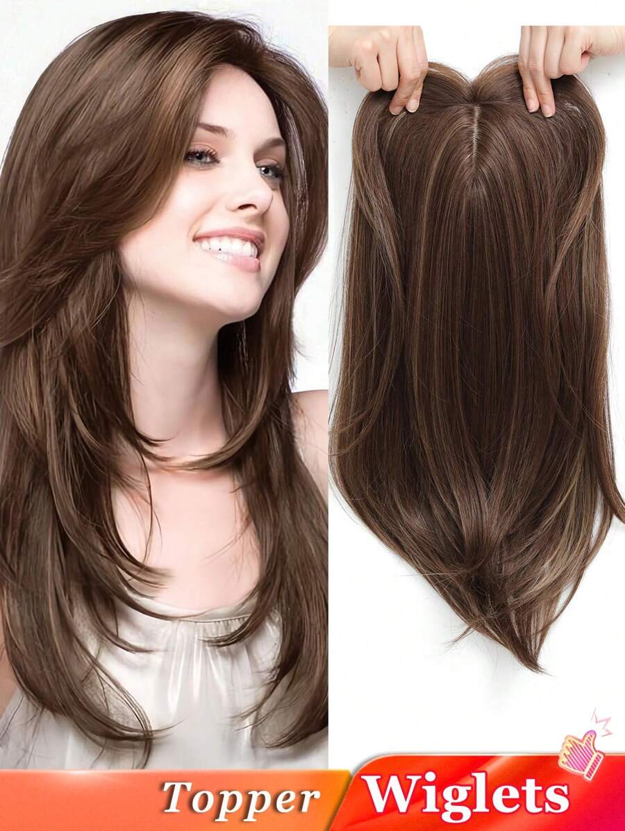 Long Wavy 18inch Hair Topper Big Base Cover Thinning Hair Clip In Hair ...