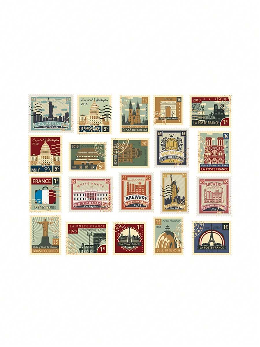 40pcs Scrapbooking Sticker Vintage Postage Stamp Sticker Sealing ...