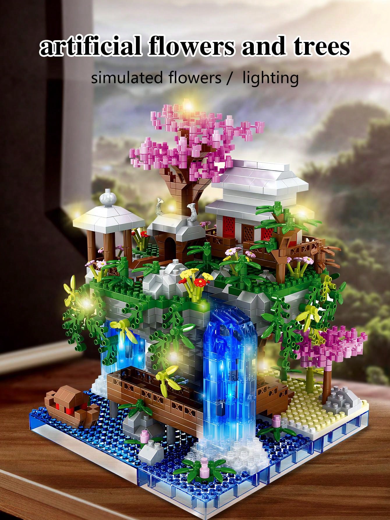 Adults Diy Assembly Blocks Set For Ancient Architecture Cherry Blossom ...