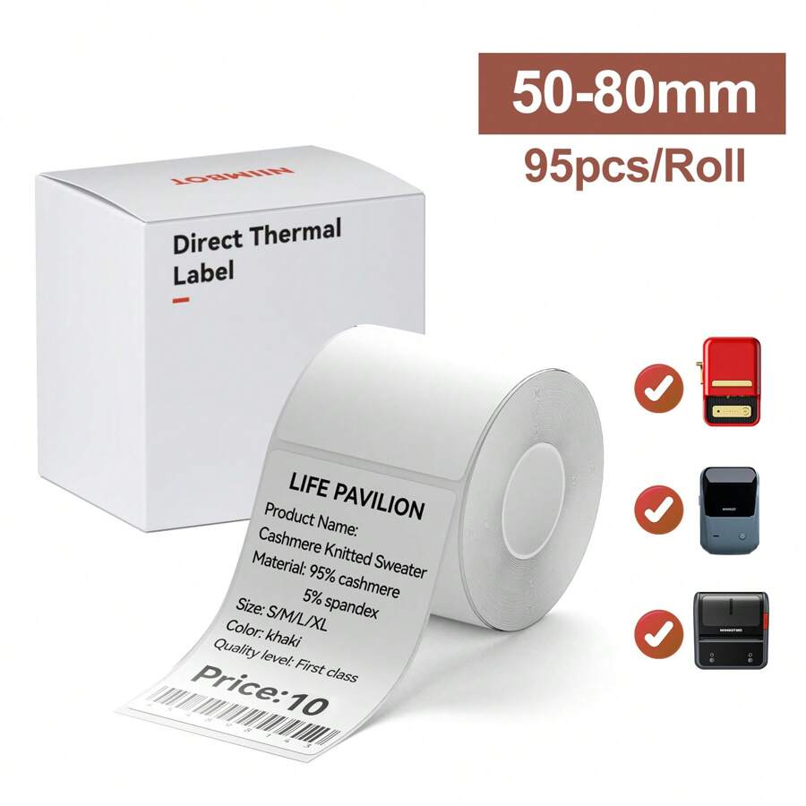 50-80 mm Niimbot B21 B1 B3S Skrivare Etikett Pappersrulle Vit ...