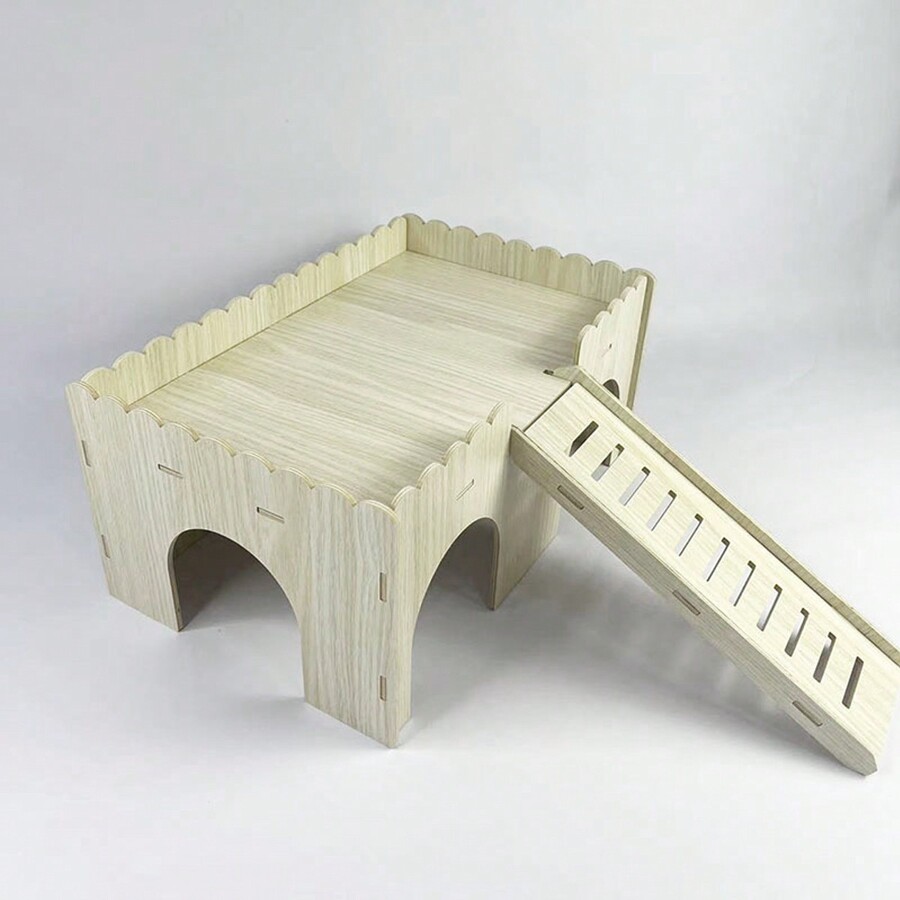 Wooden Hamster House, 2 Floors, With Ladder, Playing Ground, Dwarf ...