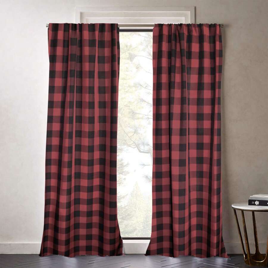 Buffalo Checkered Poplin Window Curtain Panel | SHEIN USA