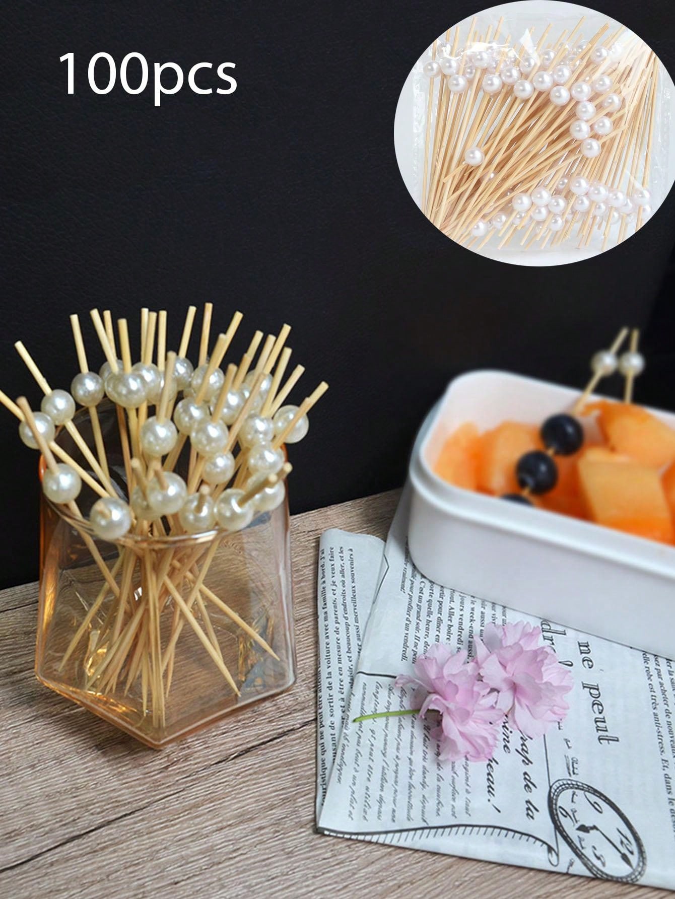 100 Fruit Toothpicks - Perfect For Appetizers, Beverages, Cooked Foods ...
