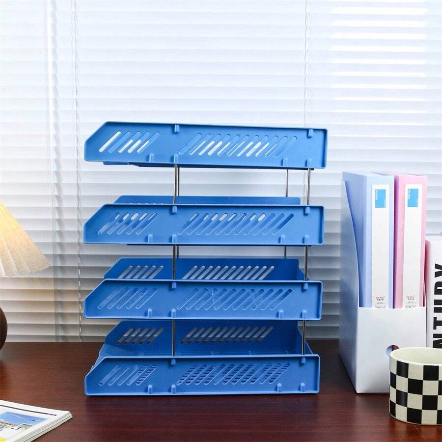 4-Layer Horizontal File Holder Desktop Organizer Shelf, Multiple ...