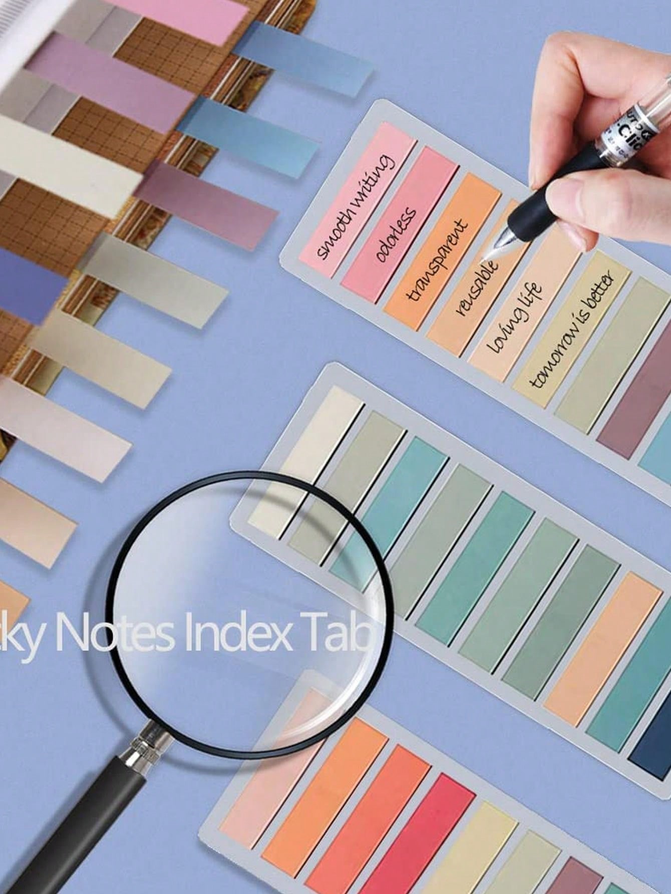 10 Packs, 2000pcs Colorful Index Transparent Film Memo Sticky Notes For ...