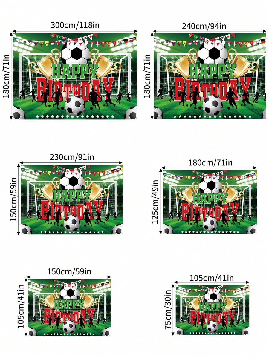 1pc Soccer Trophy Birthday Backdrop, Polyester Fiber Material Football ...