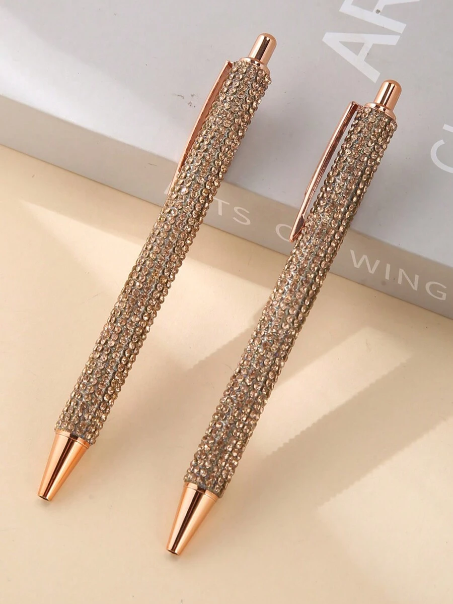 2pcs Diamond Pen Set Metal Liquid Sand Flash Cute Ballpoint Pen For ...