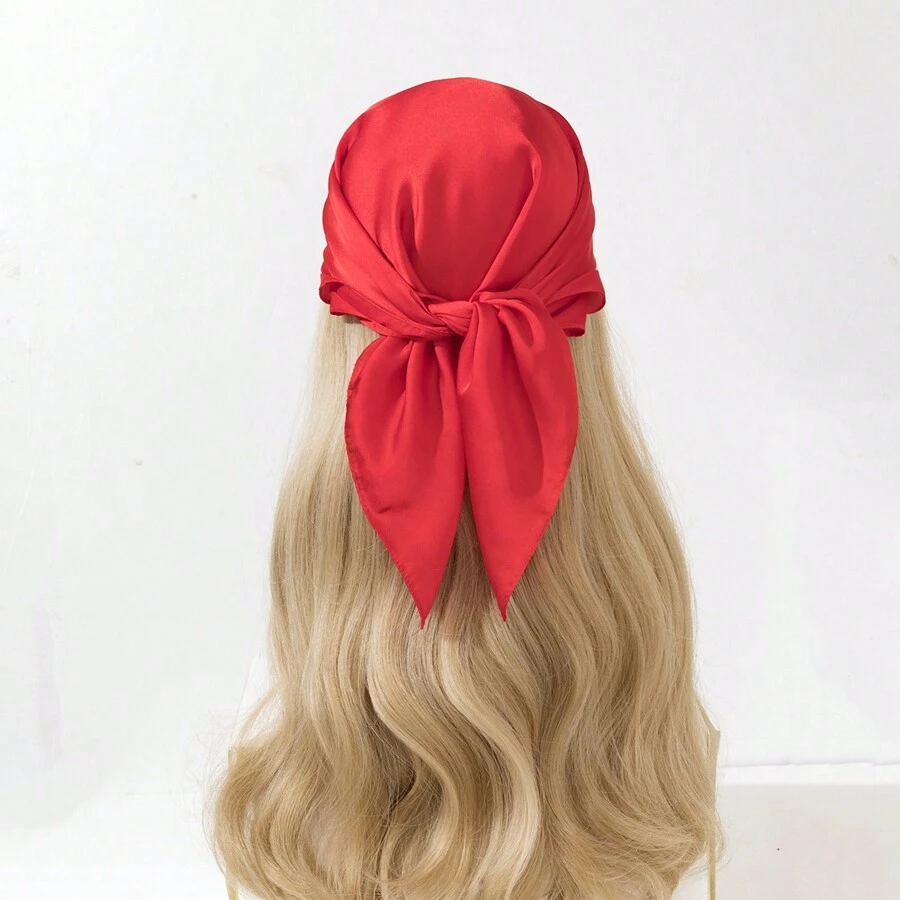 1pc Women's Plain Simple Elegant Decorative Silk Scarf Suitable For All ...