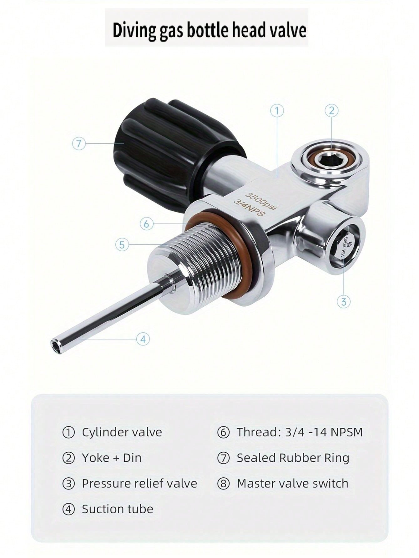 1Pc G3/4 Diving Oxygen Cylinder Bottle Head Valve Diving Oxygen ...