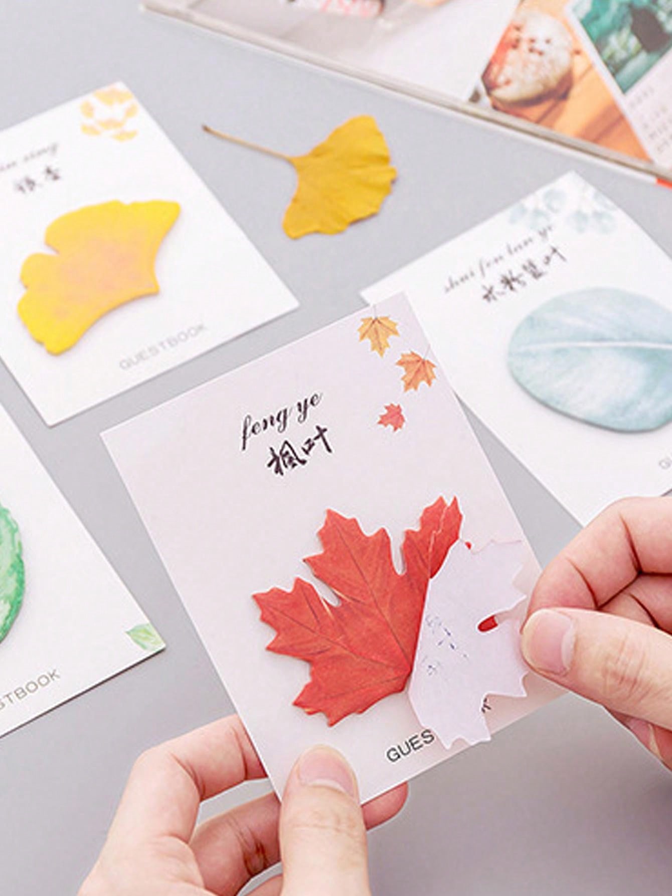 2pcs/Pack Creative Realistic Leaf Design Sticky Notes, 28 Sheets/Pack ...