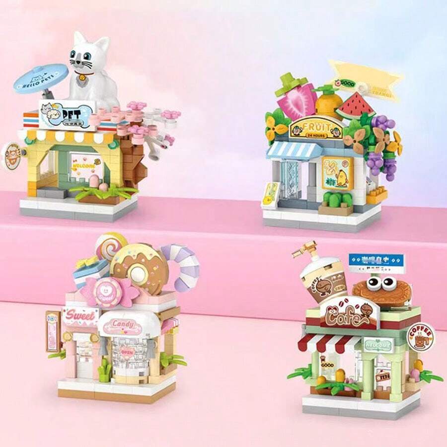 Mini Building Blocks Candy Shop Street Scene 3d Construction Diy Toy ...