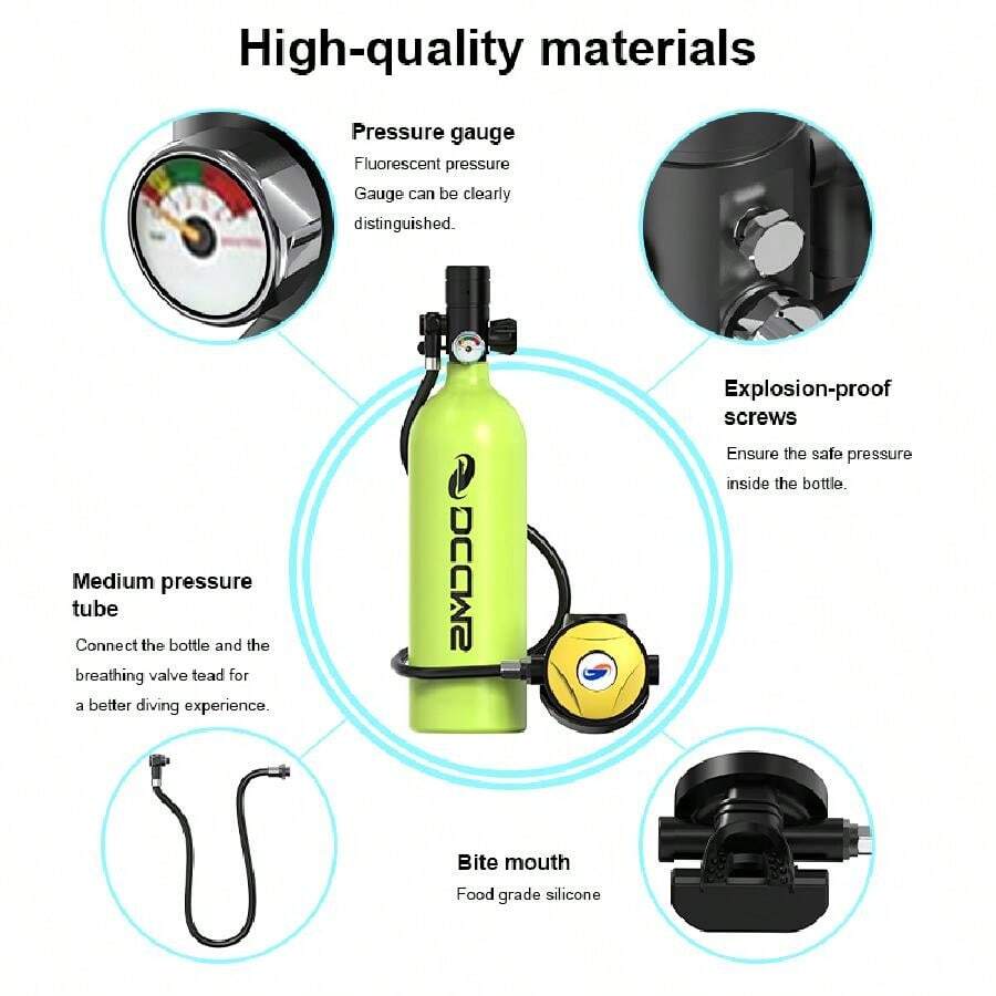 DCCMS Mini Scuba Tank Diving Gear For Diver 1L Mini Scuba Tank Oxygen ...