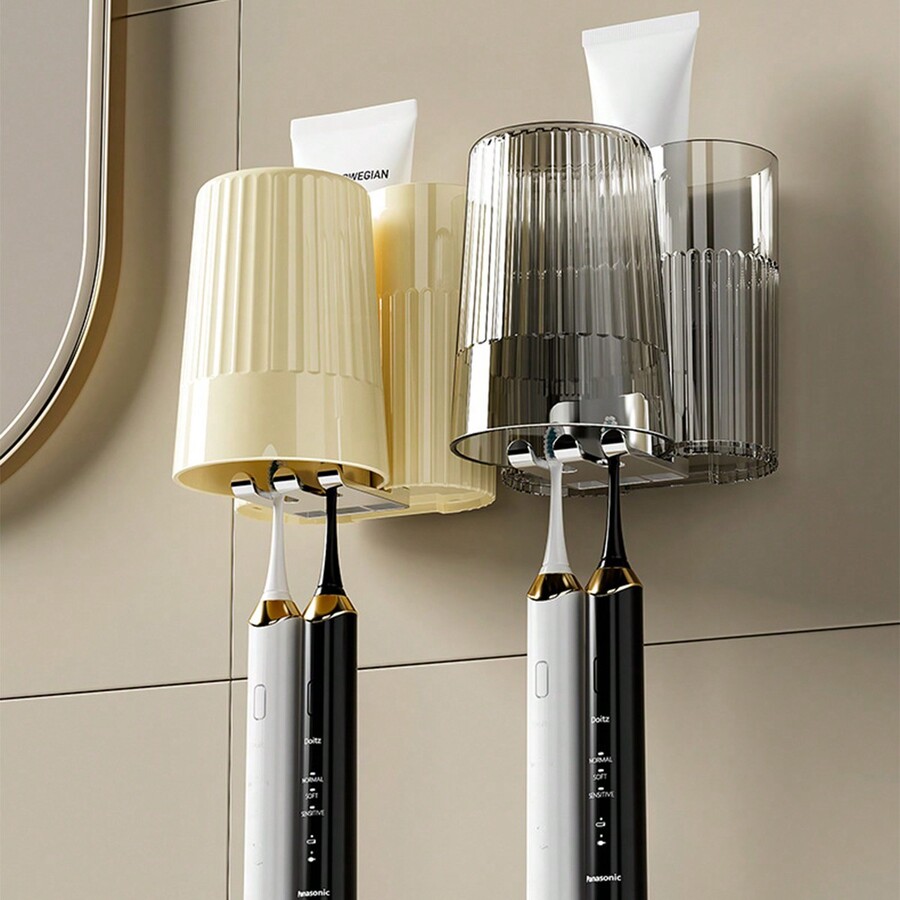 1pc Light Luxury Bathroom Non Perforated Toothbrush Shelf Wall Mounted ...