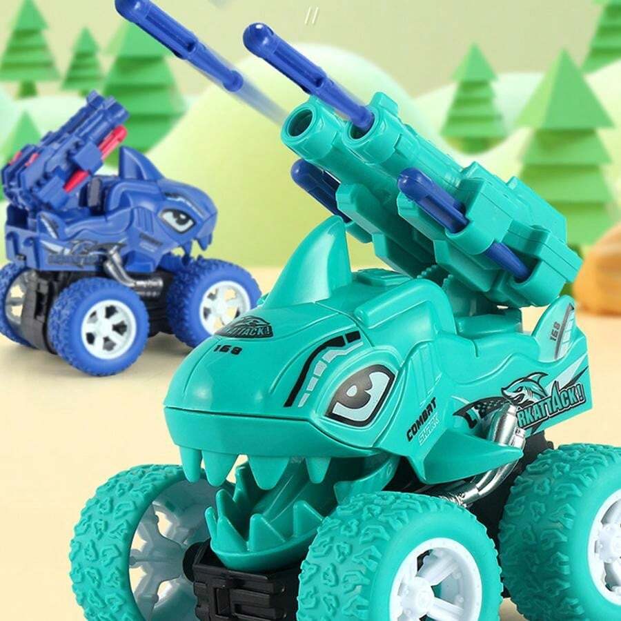 1pc Teenager's Dual-Trajectory Dinosaur Inertia Toy Car / Shark ...