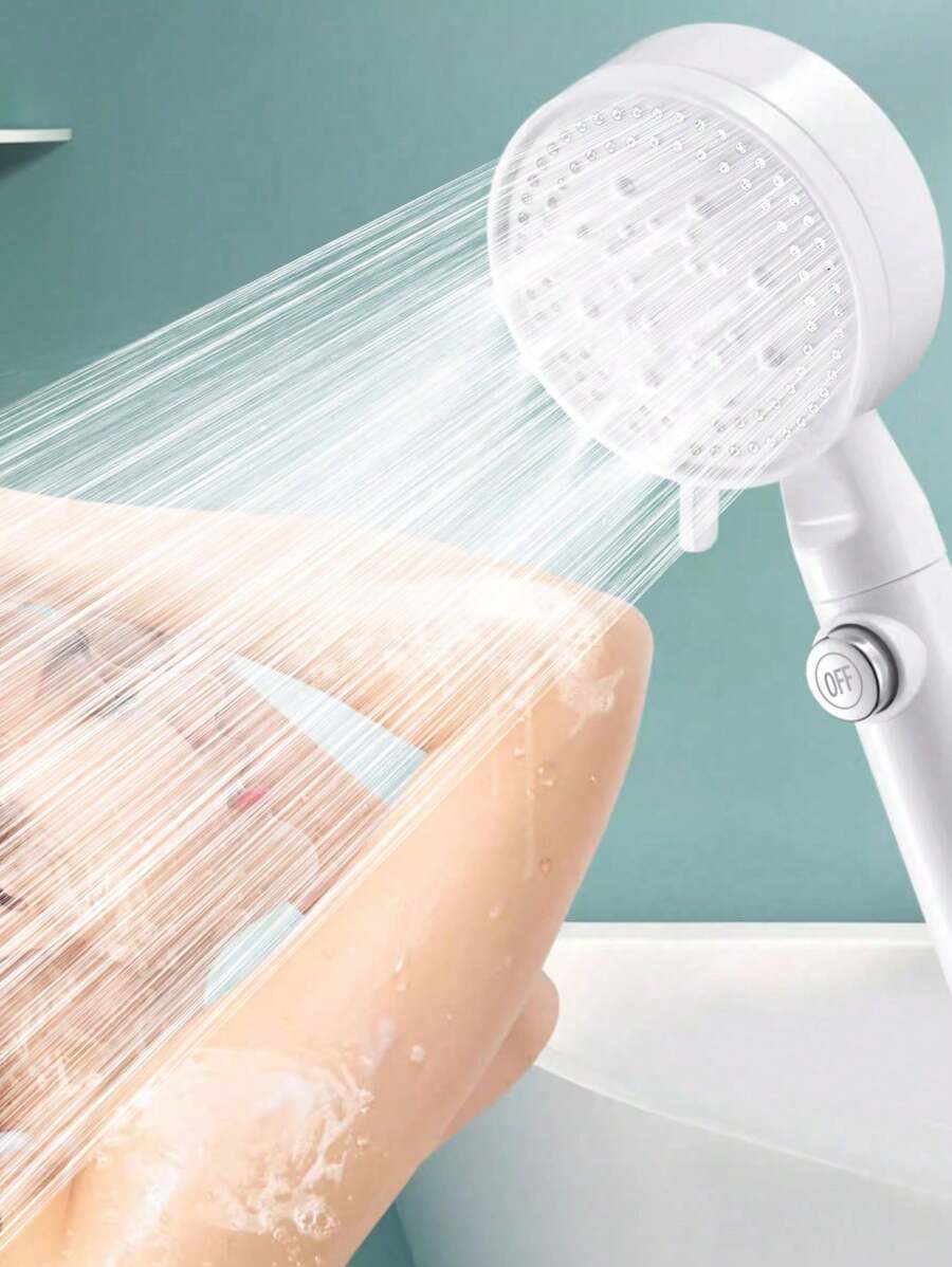 1 Set Of White Showerhead, 5-Speed Adjustable Pressure And Water-Saving ...