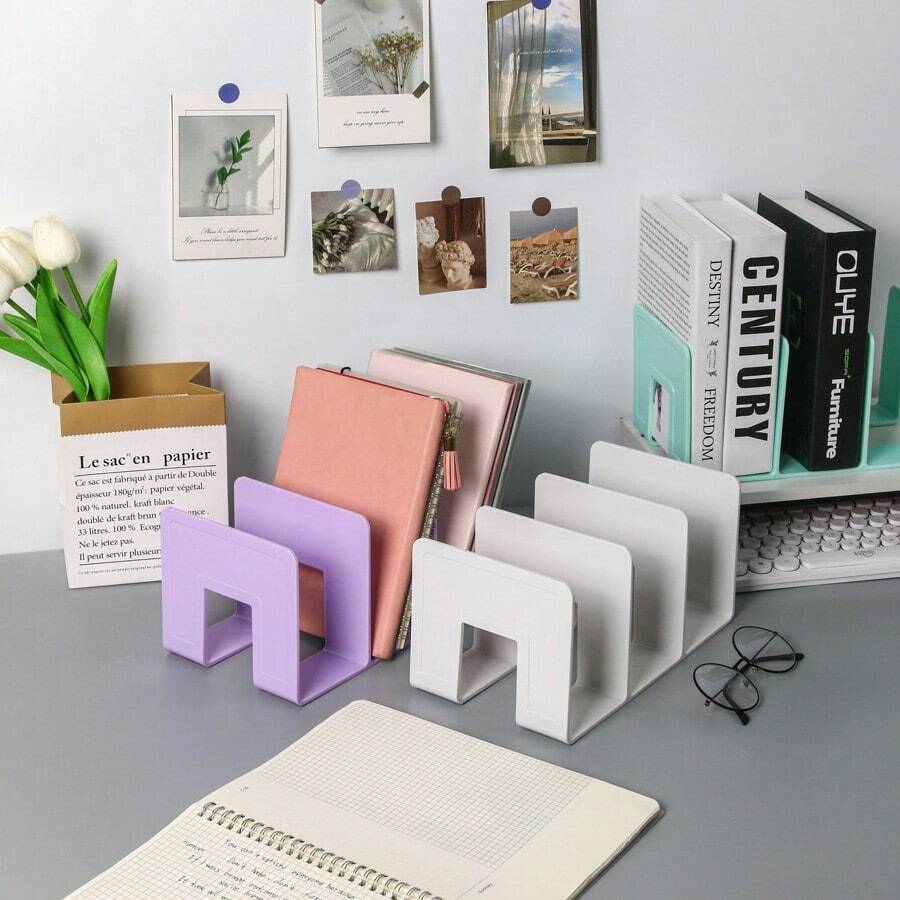 3-Tier Tabletop Bookcase With Reading Stand And Bookends, Desk Mounted ...