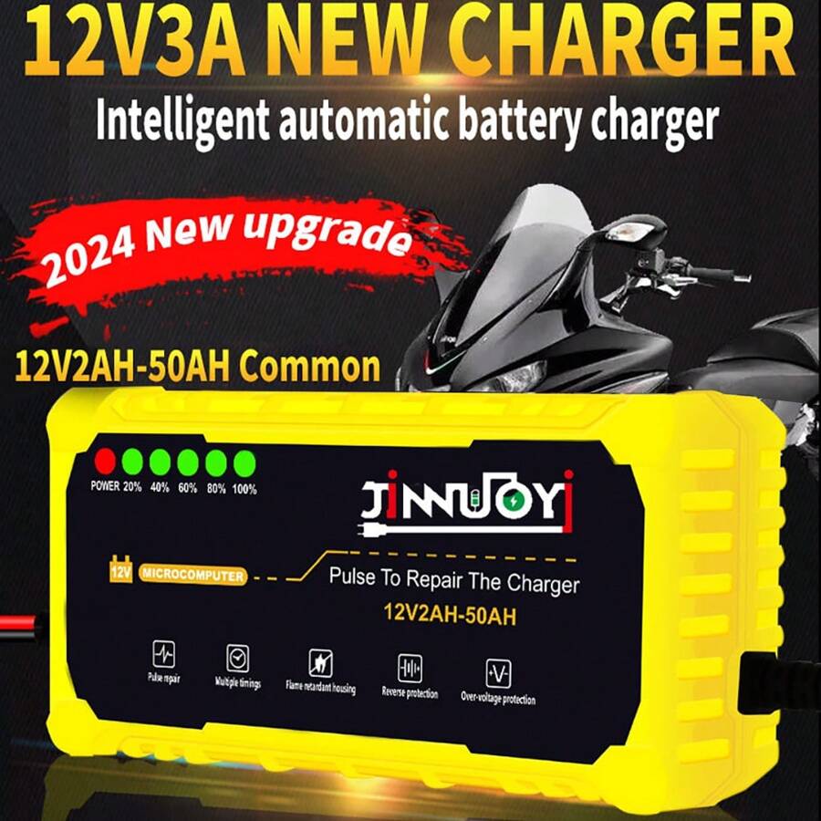 Motorcycle Battery Charger 12v 3a Lead-Acid Battery Charger 12v 50ah ...