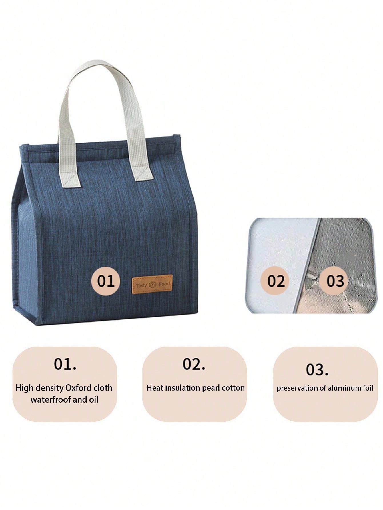 1pc Minimalist Lunch Bag, Vertical Ion Handheld Insulated Lunchbox Bag ...