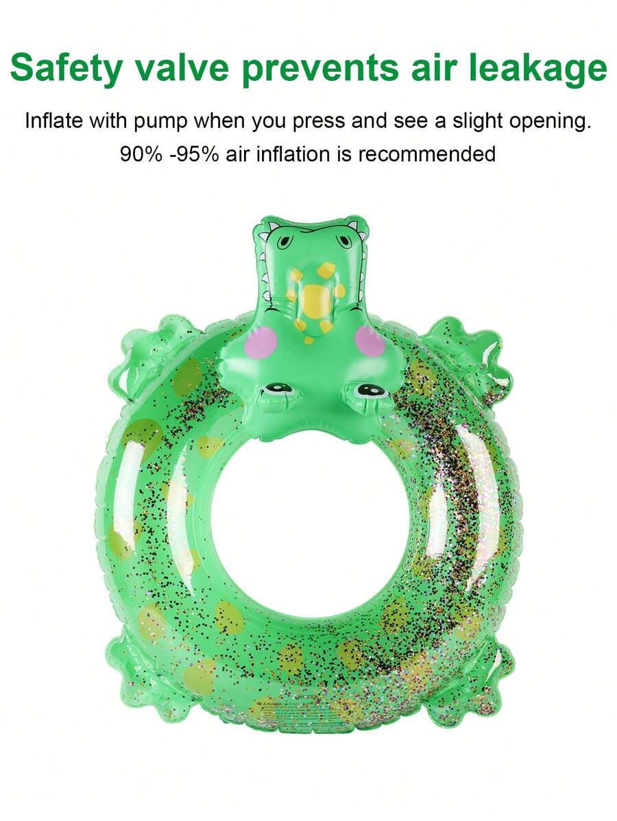1pc Inflatable Crocodile-Shaped Glitter Swim Ring, Thickened Seat Ring ...