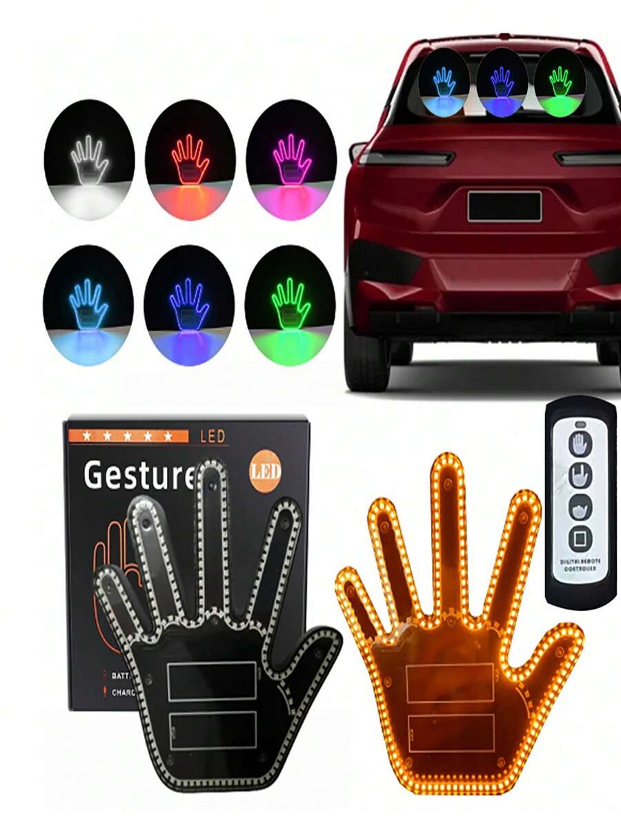 Decorative Light Bar Car Middle Finger Palm Finger Light Wireless ...