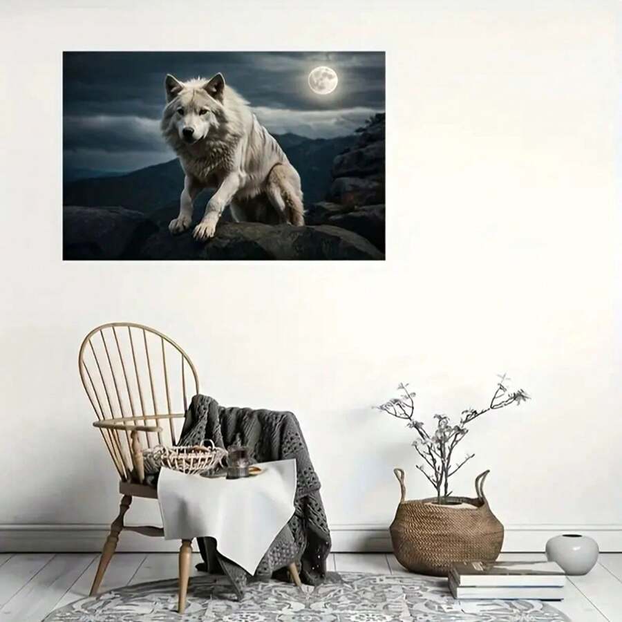 1pc Framed Animal Canvas Print Poster, Wolf Canvas Wall Art, Artwork ...