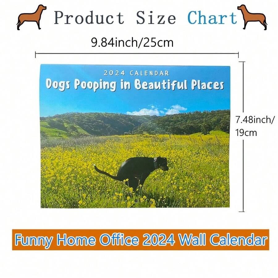 1pc 2024 Cute And Funny Dog Poop Calendar, Hanging Style Dogs Picture ...