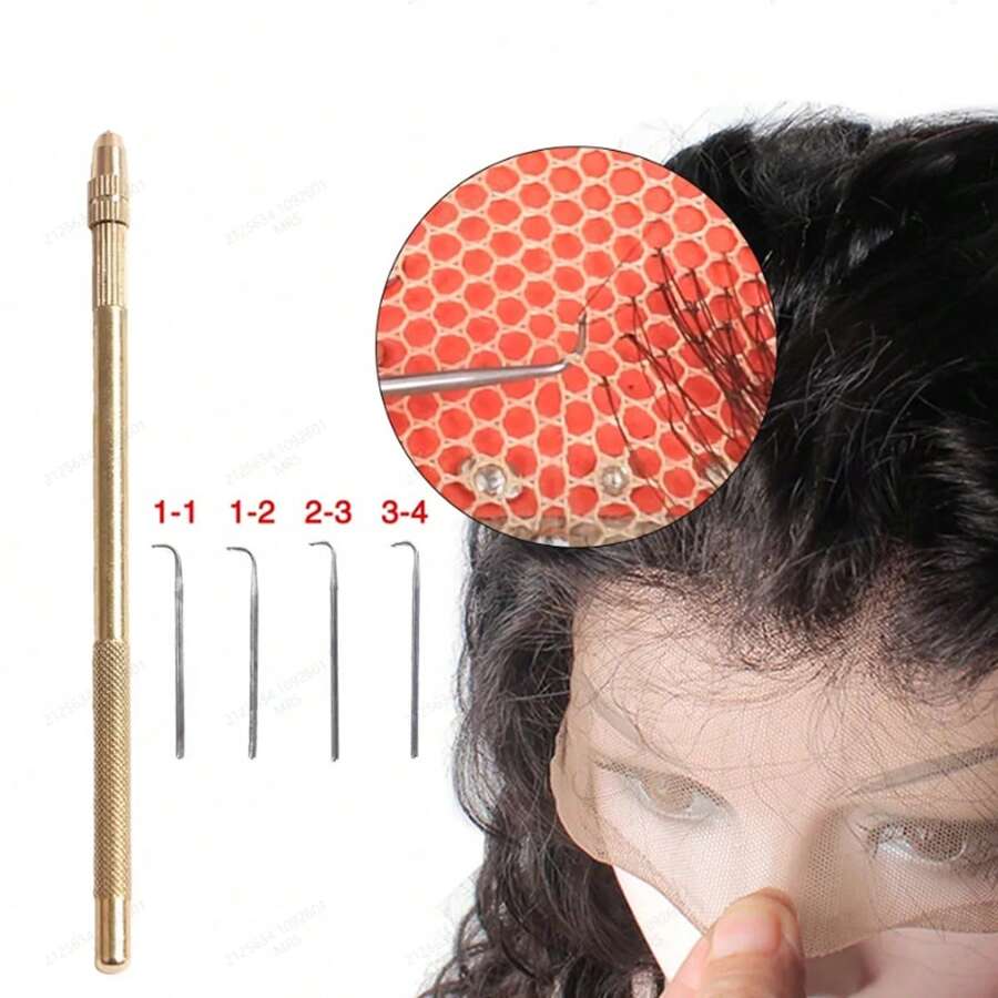 5 Pcs/Set Ventilating Needle For Making Lace Frontal Golden ...