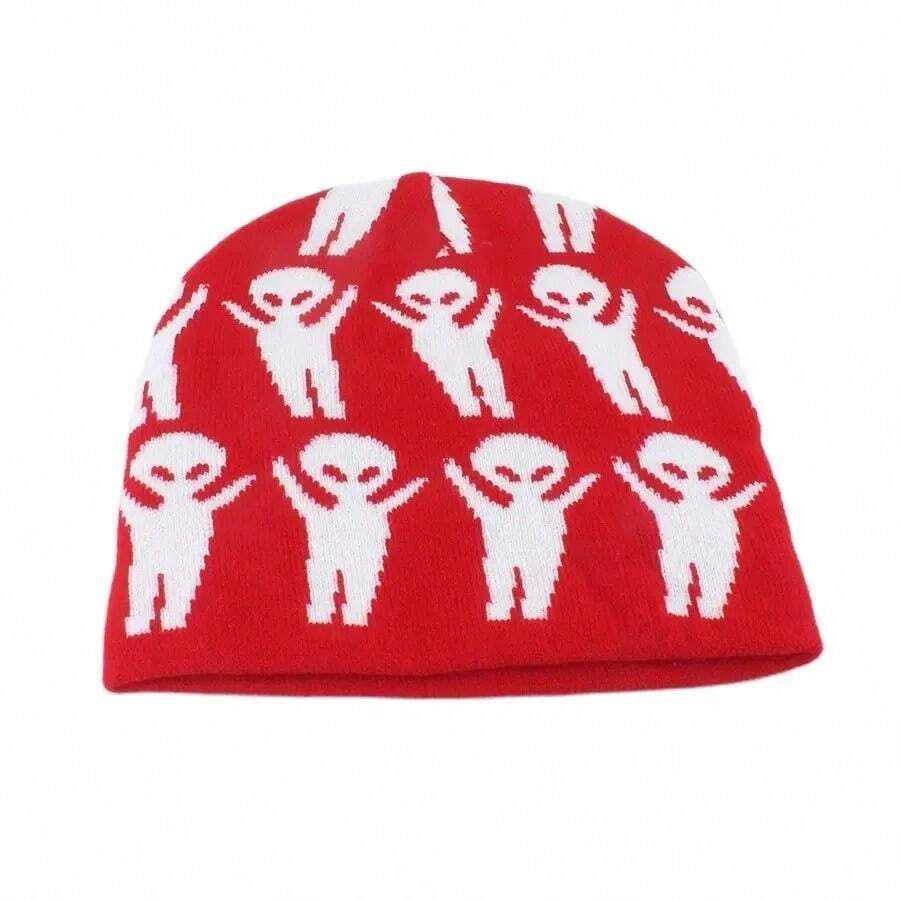Unisex Street Fashion Knitted Beanie Hat, With Alien Pattern & Jacquard ...