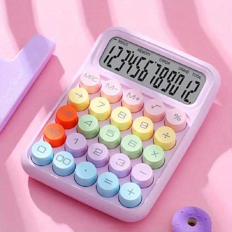 1pc Keyboard Calculator Office 12-Digit Mechanical Calculator Cute ...