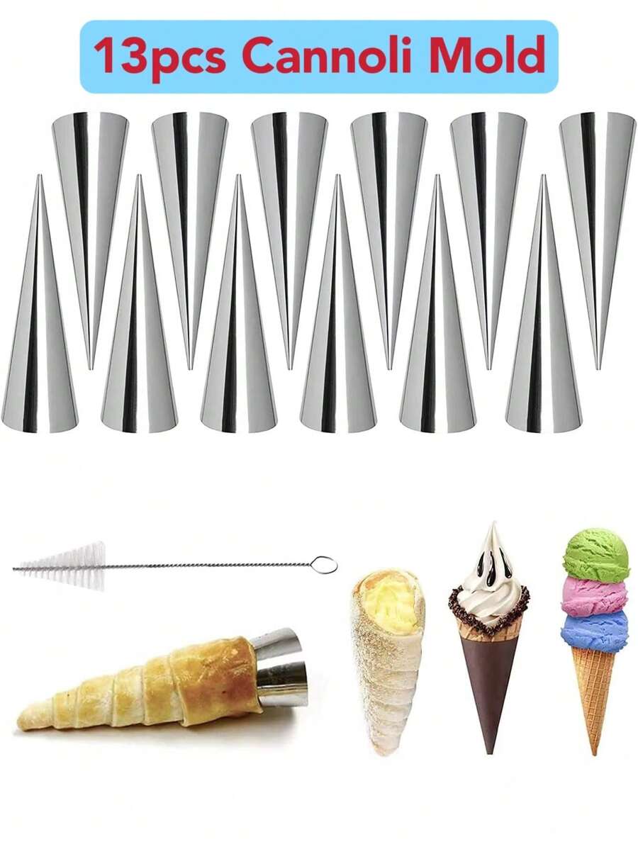 21pcs Stainless Steel Cream Filling Pancake Roll Mold/ice Cream Waffle ...