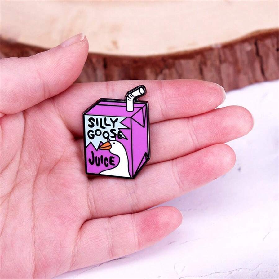 Silly Goose Juice Enamel Pin, Funny Duck Badge & Purple Juice Lapel Pin ...
