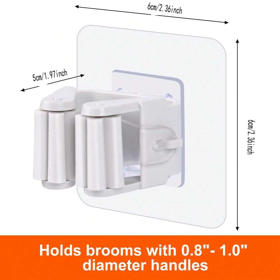 Mop And Broom Holder Wall Mount, Broom Gripper Holds Self Adhesive No ...