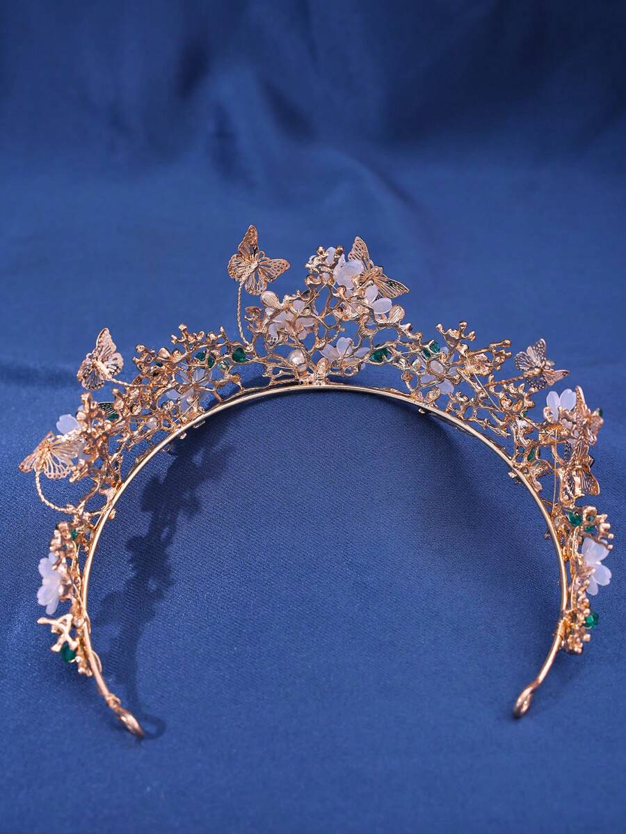 1pc Luxurious Queen Butterfly & Flower Crown For Princess Wedding ...