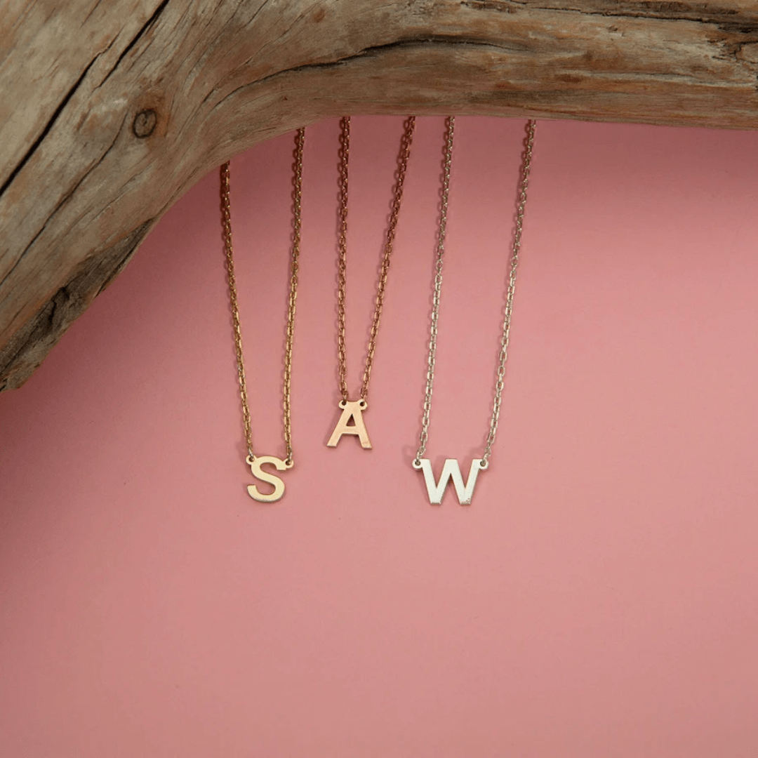 Stainless Steel Initial Necklace For Women A-Z Alphabet Capital Letter ...