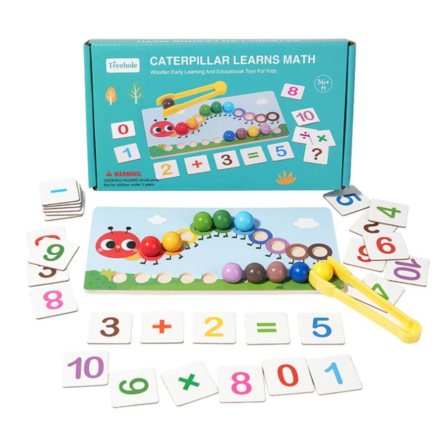 Caterpillar Learning Math & Counting Toy With Colorful Beads Helps To ...