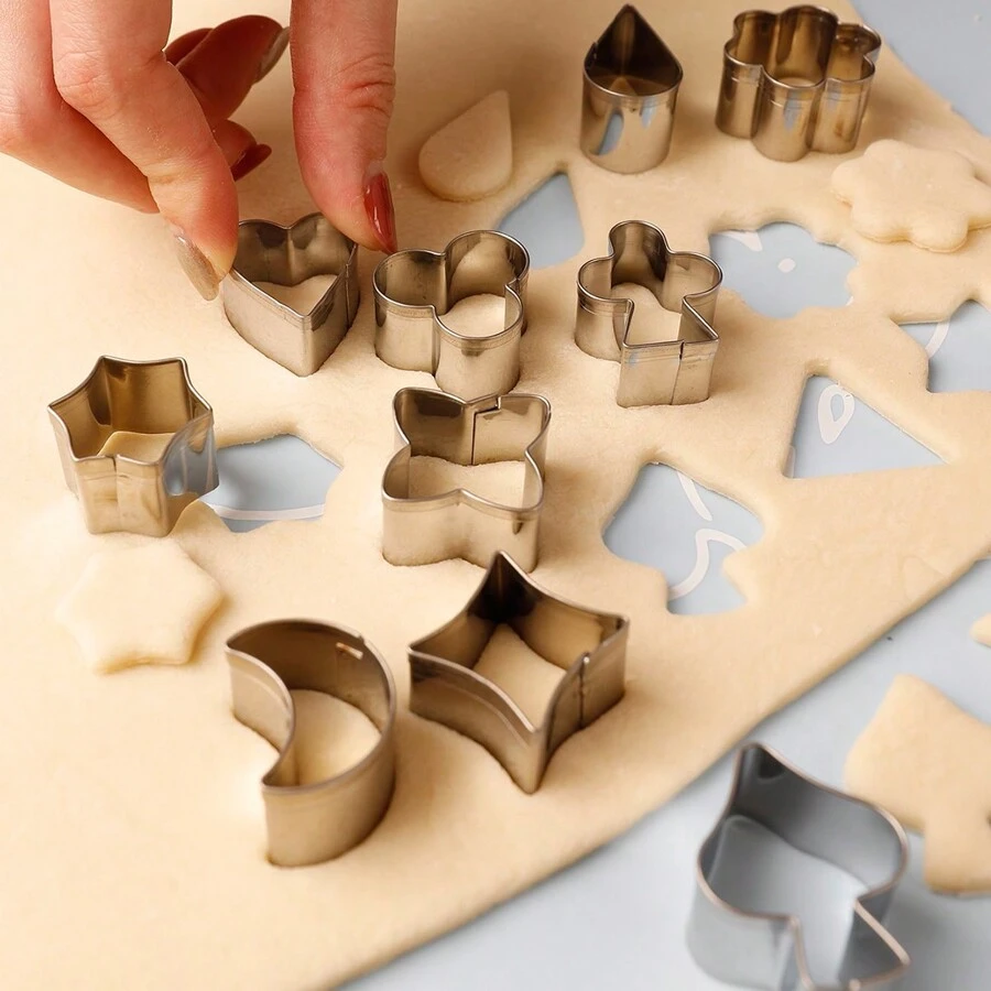 12pcs Stainless Steel Biscuit Molds, Mini Geometric Shapes Cookie ...