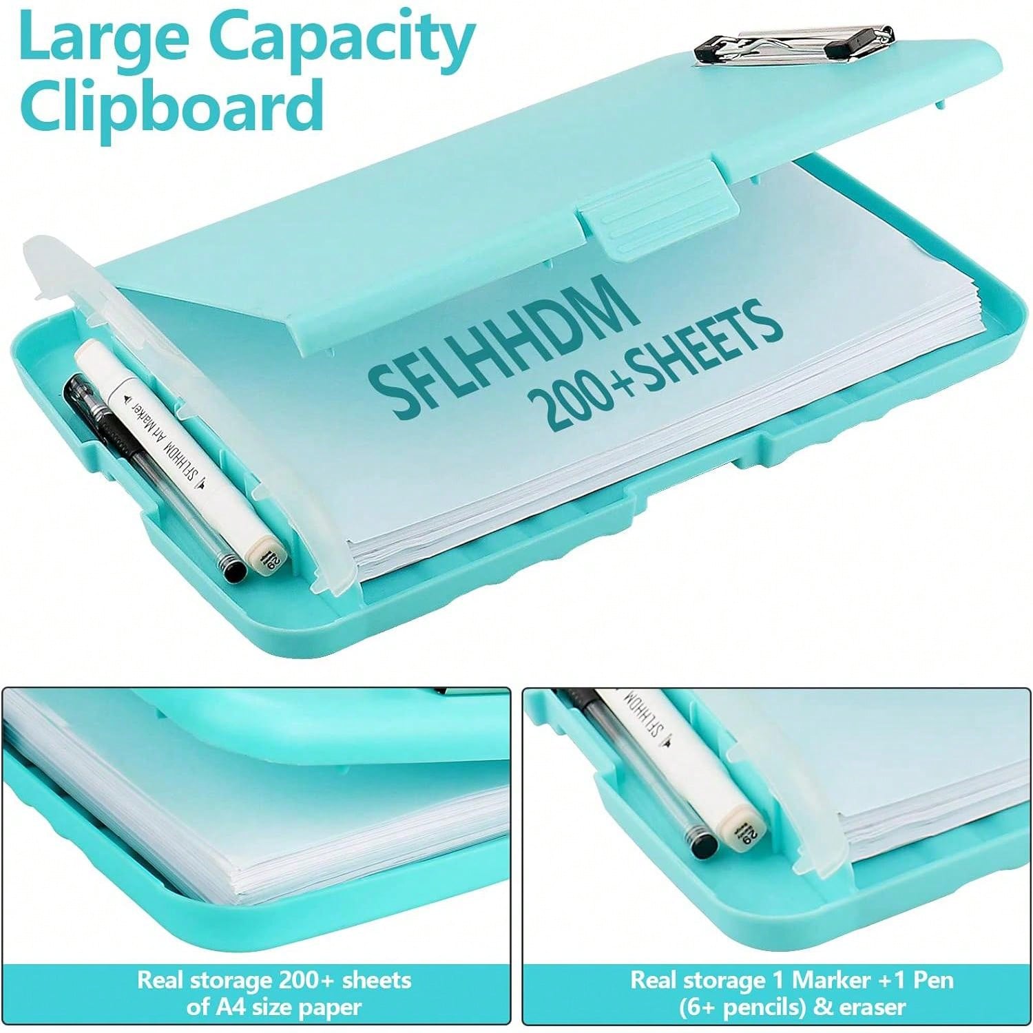 1pc Clipboard With Storage, A4 Loose Leaf Clip With Pen Holder For Care ...