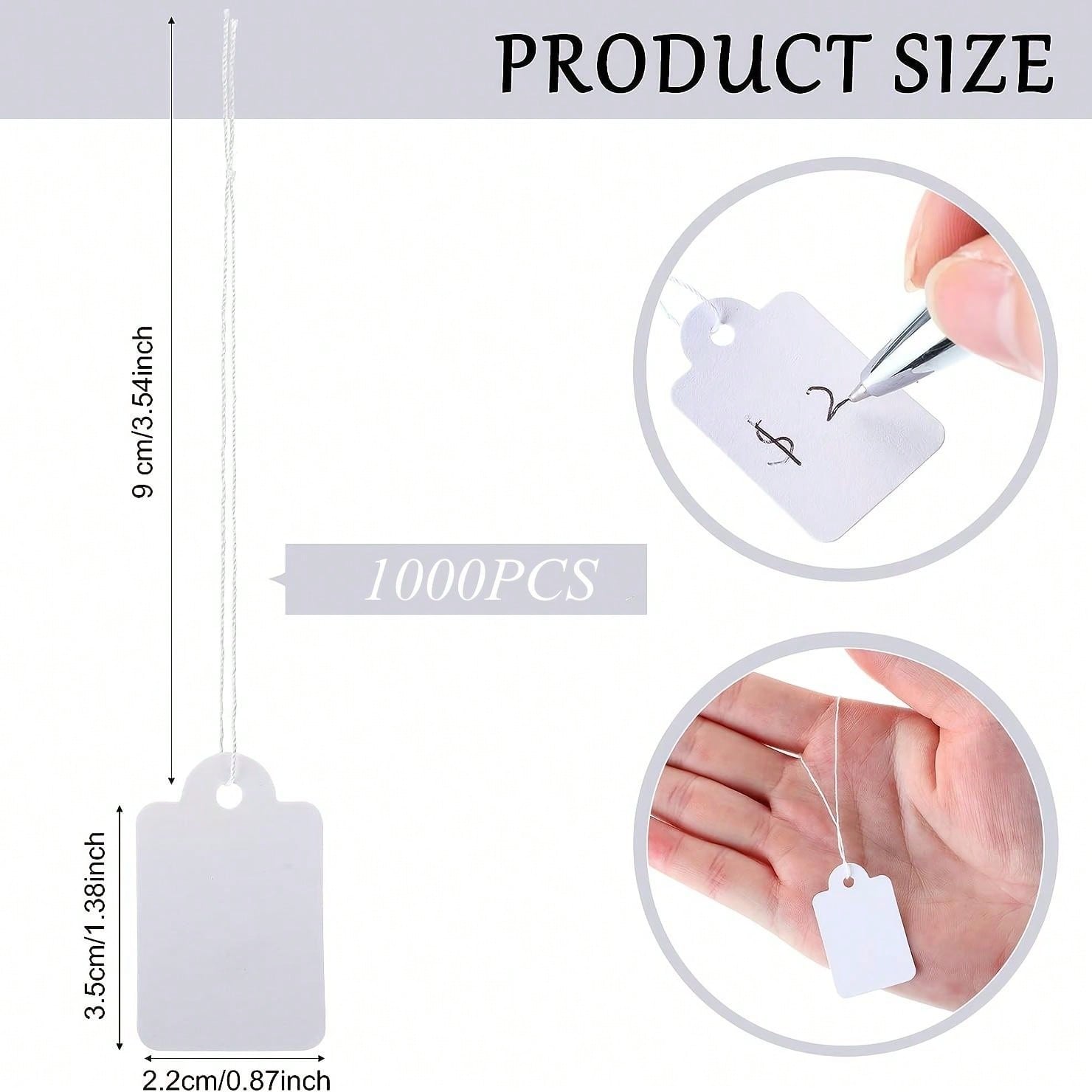 200pcs Price Tag Label Gift Tag With White String, Blank Paper Display ...