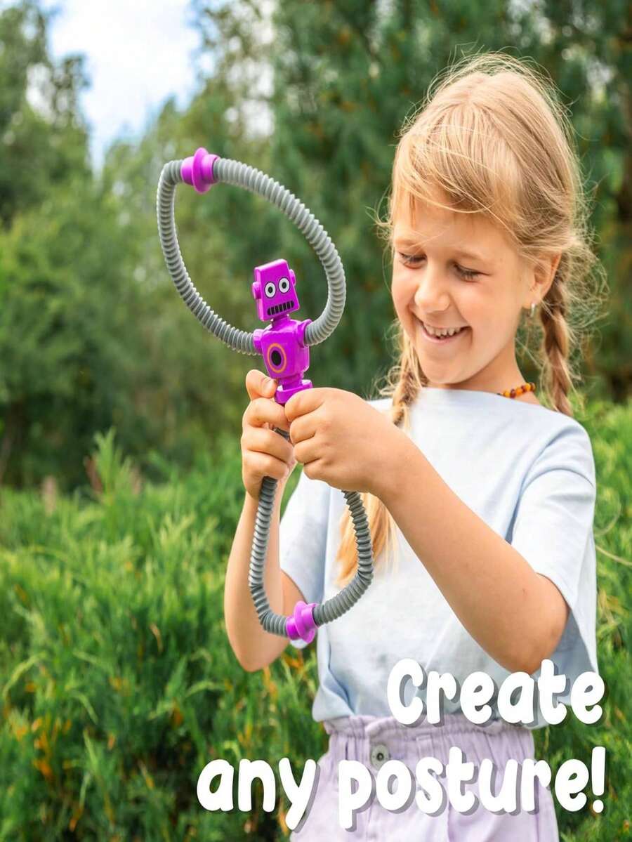 Purple Sucker Bendy Robot Toy Stress Relief Sensory Fidget Toy With ...