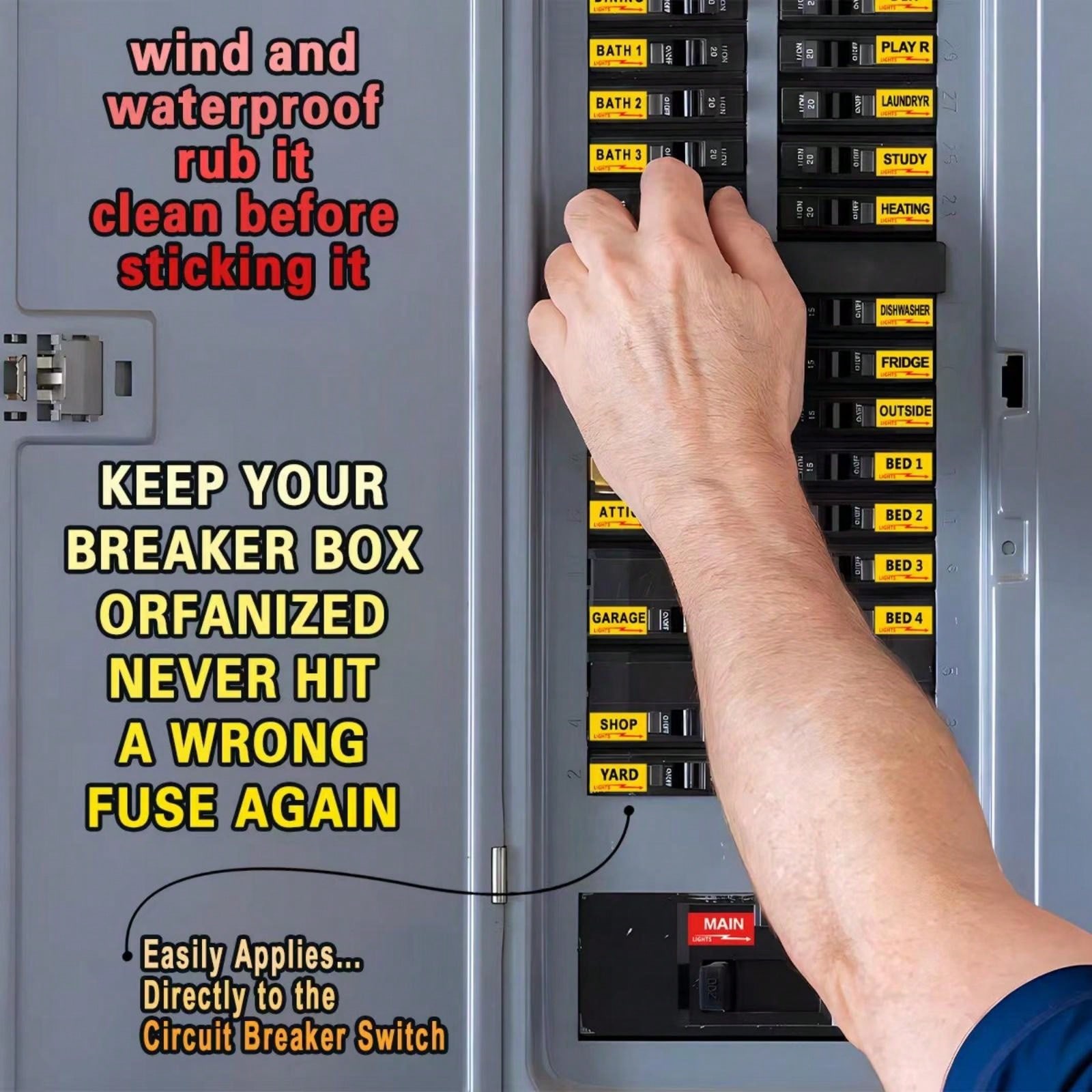 Circuit Breaker Sticker, Yellow/Black, 129PCS/Set, Fuse Box ...
