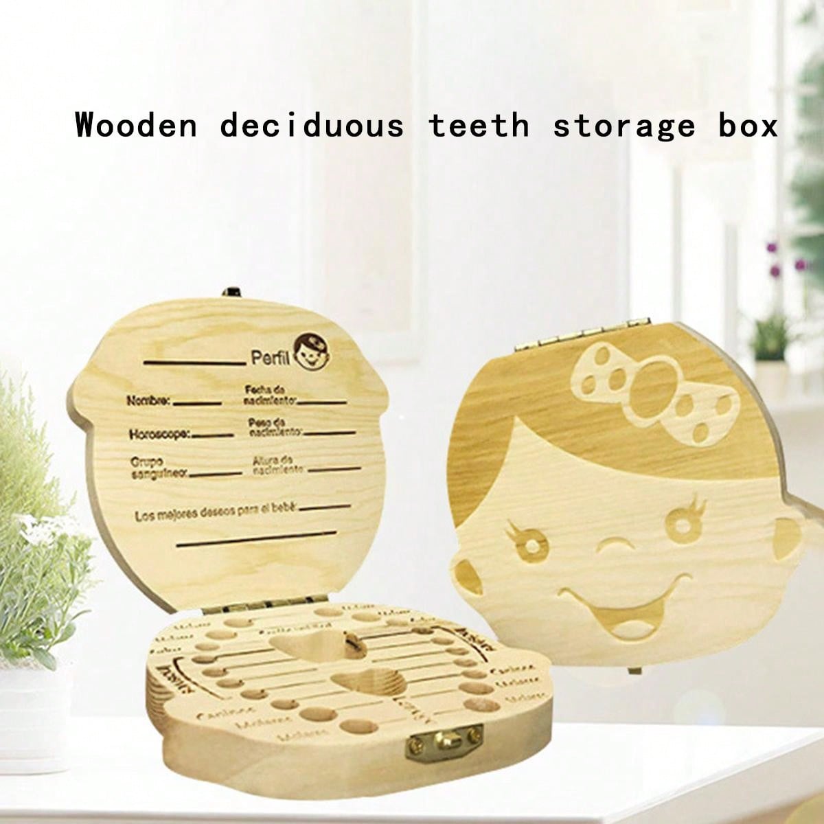 Wooden Tooth Storage Box Tooth Box Organizer Milk Teeth Storage ...
