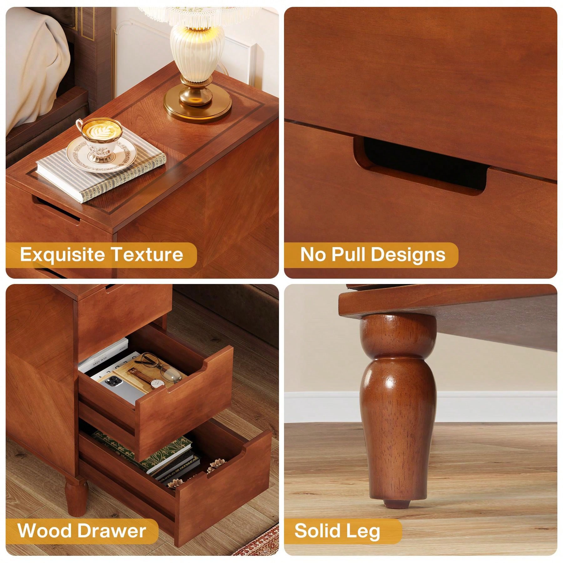 Tribesigns Solid Wood End Table, Fully Assembled Narrow Side Table With ...